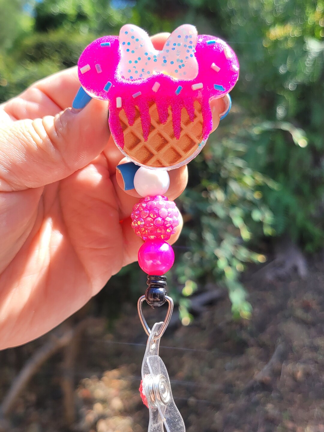 Super Cute Ice Cream Mouse Head With Drizzle Badge Reel/cute Gifts ...