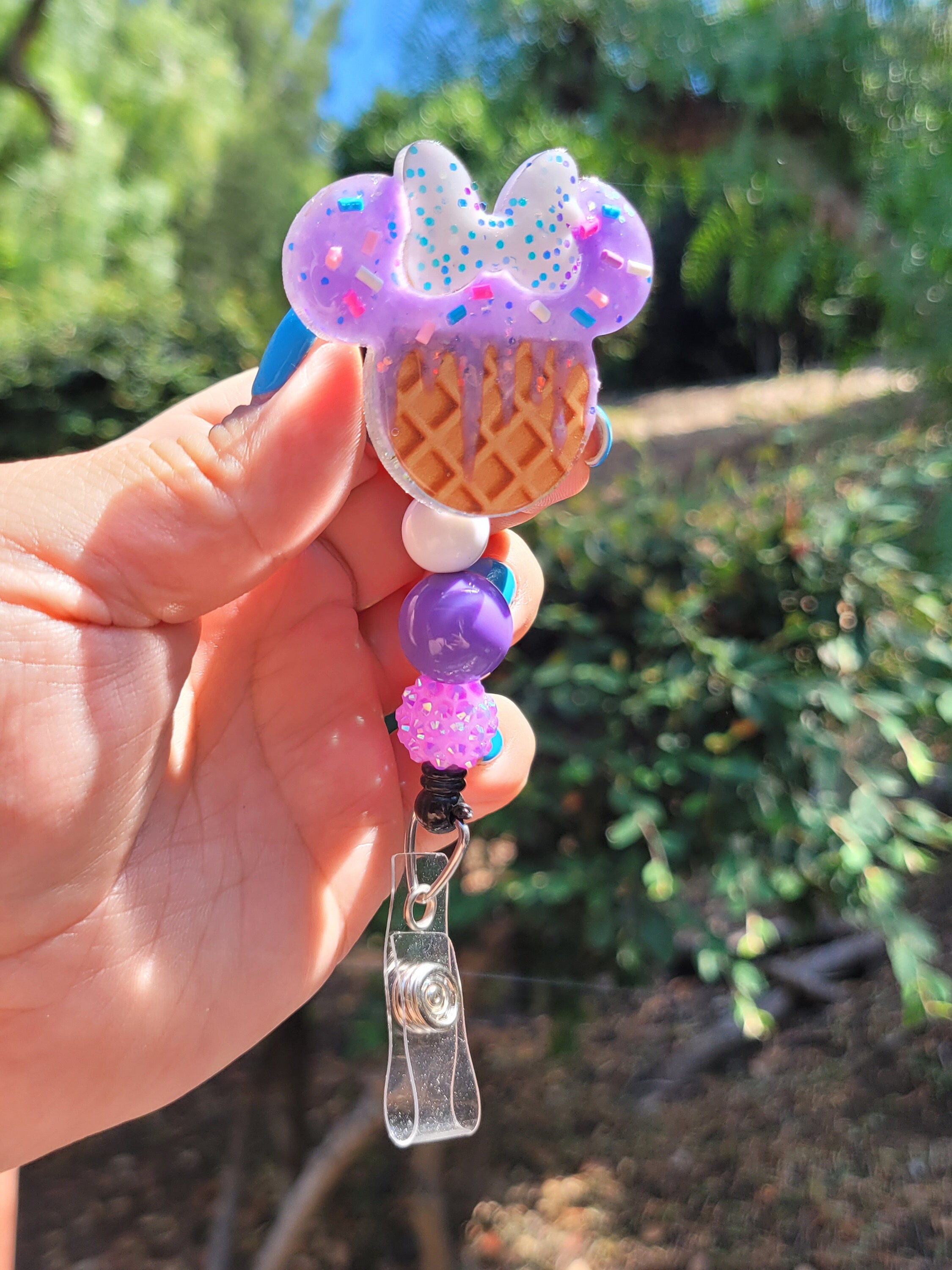 Super Cute Ice Cream Mouse Head With Drizzle Badge Reel/cute Gifts ...