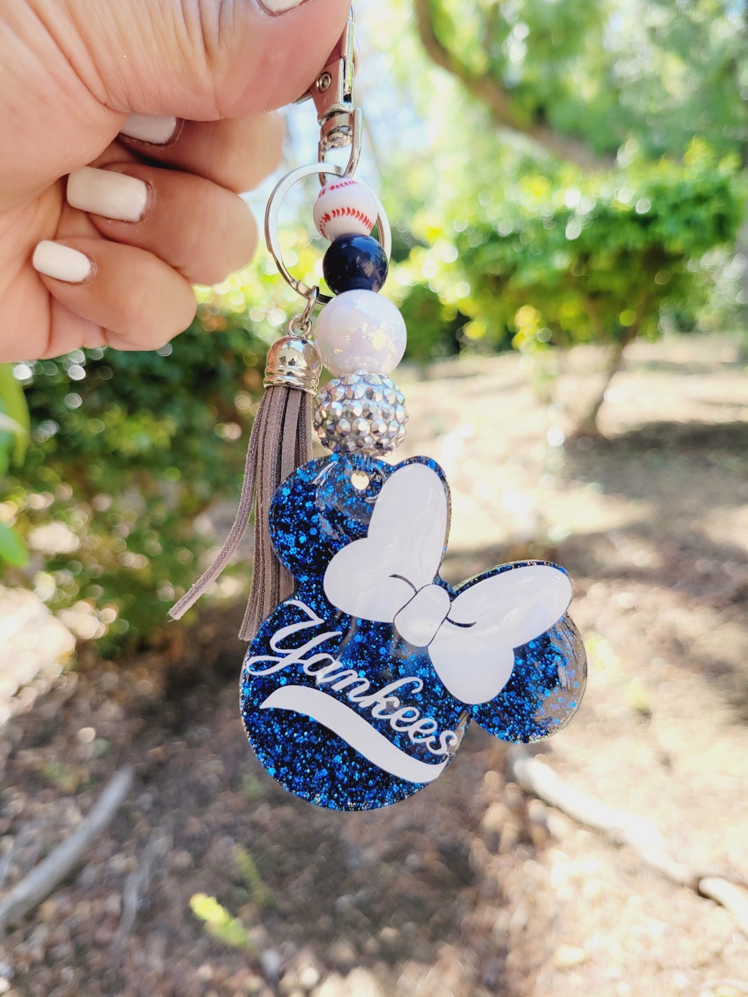 Baseball Navy Blue Sparkly Keychain/baseball Gift/ Cute Gift/key Holder ...