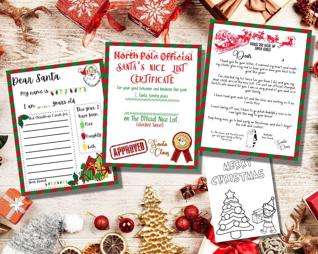 Santa Letter Kit, Nice List Certificate, Letter From Santa Claus ...