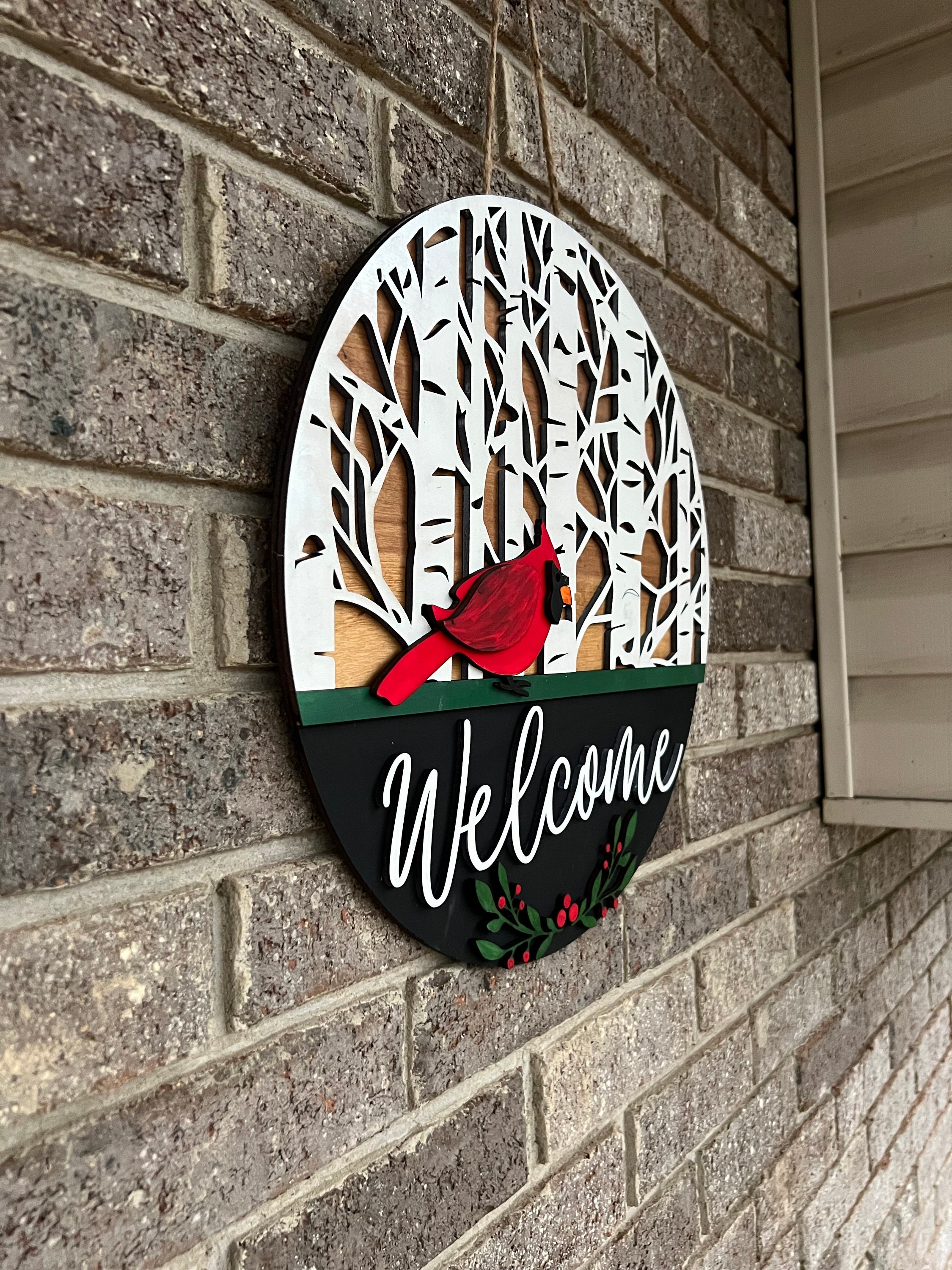 Cardinal Door Hanger Cardinal Front Door Decor Welcome - Etsy