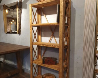 Customizable Solid Wood Bookcase Wooden Rustic Design - Etsy