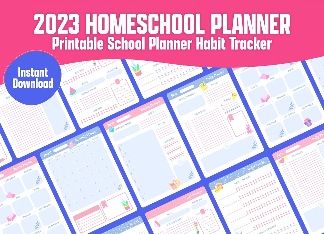 2023 Homeschool Planner | School Checklist | Printable School Planner ...