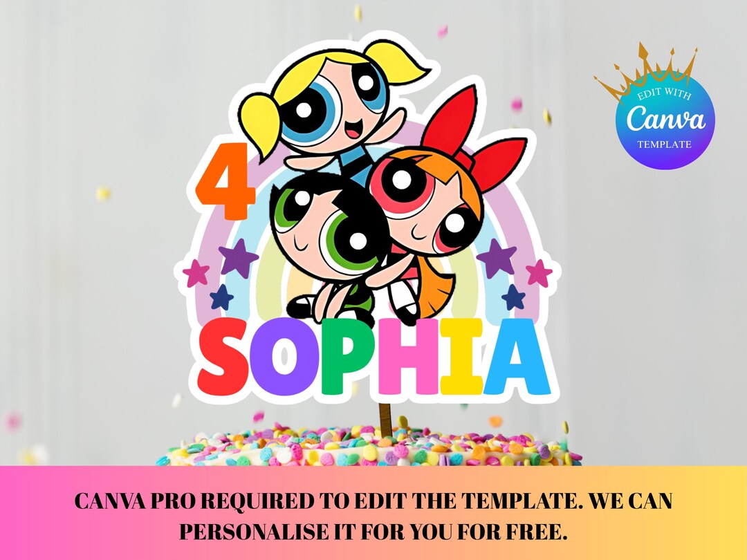 Personalized Powerpuff Girls Cake Topper: Printable Birthday Party ...