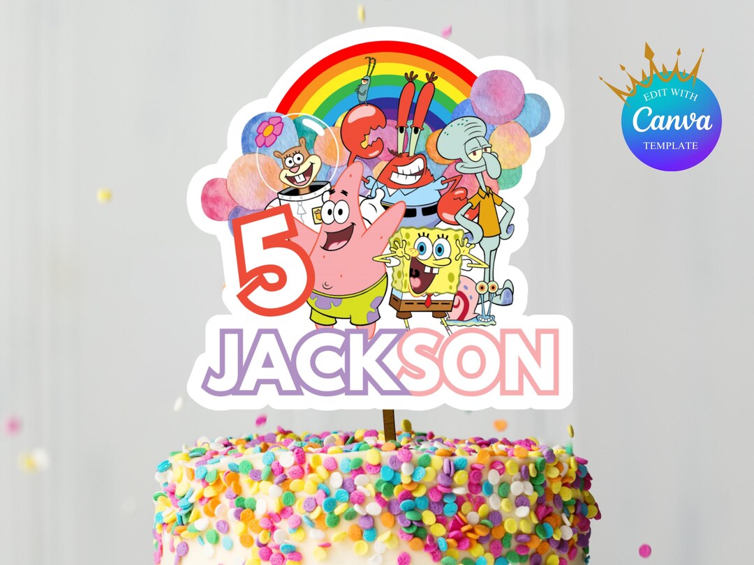 Personalized Cake Topper Sponge Bob Cake Topper Birthday Cake ...