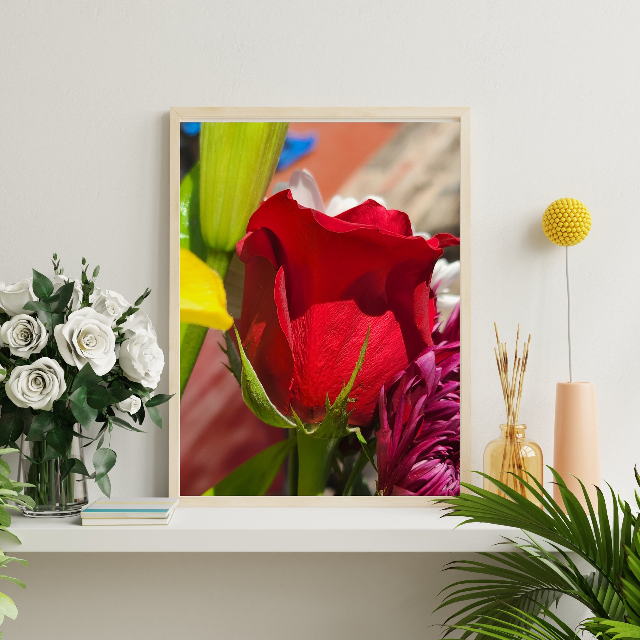 Single Red Rose Photo Print Digital Download Picture Flower Wall Art ...
