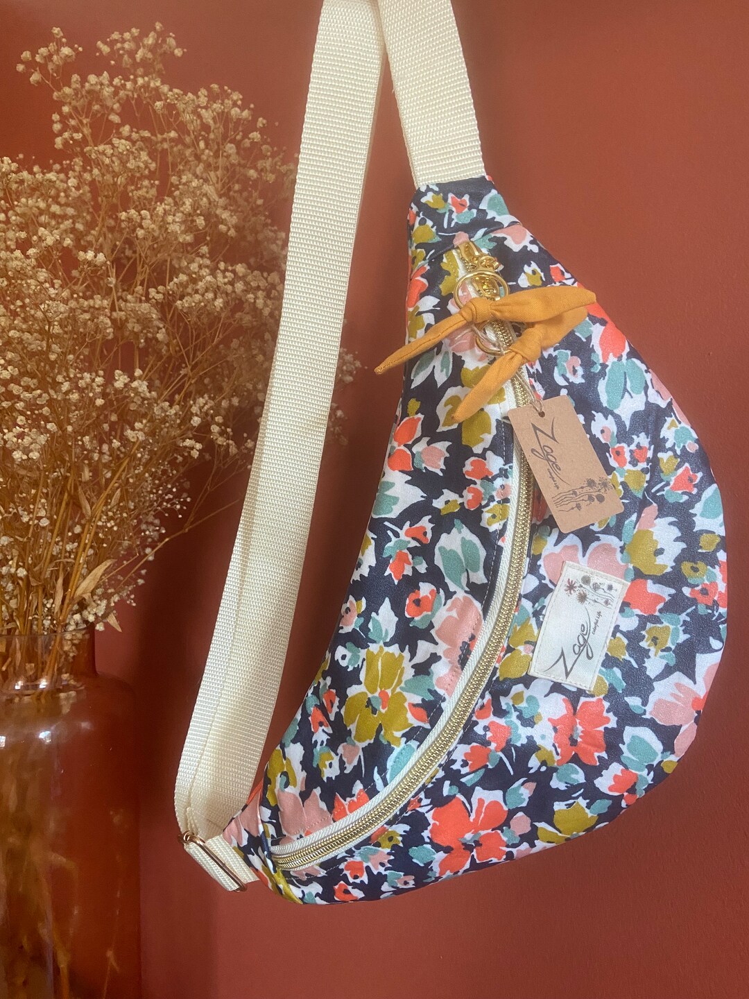 Women's Fanny Pack - Floral Coated Cretonne - Flower Fanny Pack, Bum ...