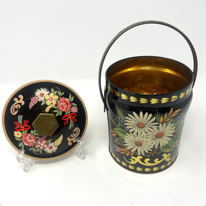 Vintage Murray Allen Confections Tin Black With Daisy Bouquet ...