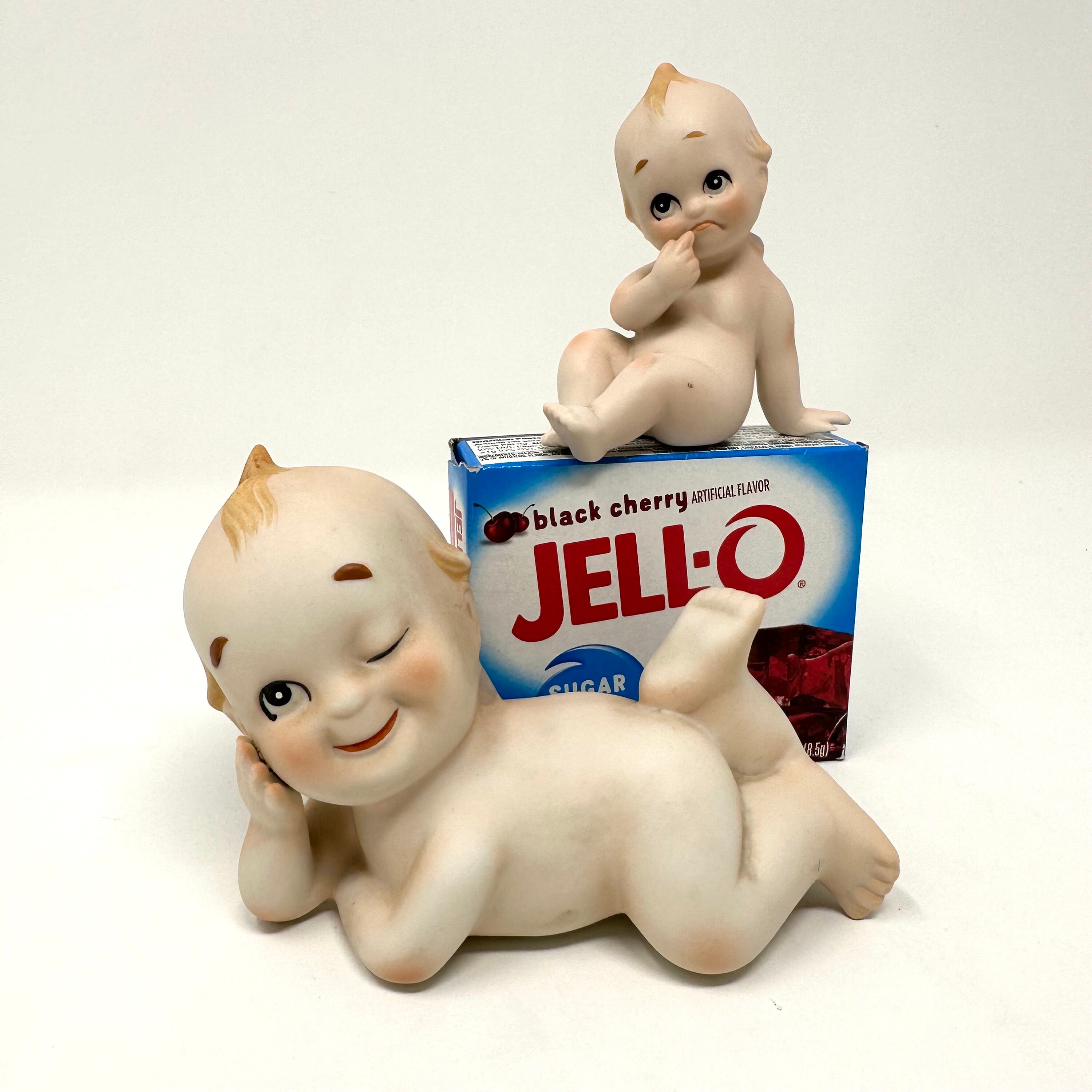 Winking and Pouting: 2 Porcelain Kewpie Doll Style Figurines by Lefton ...