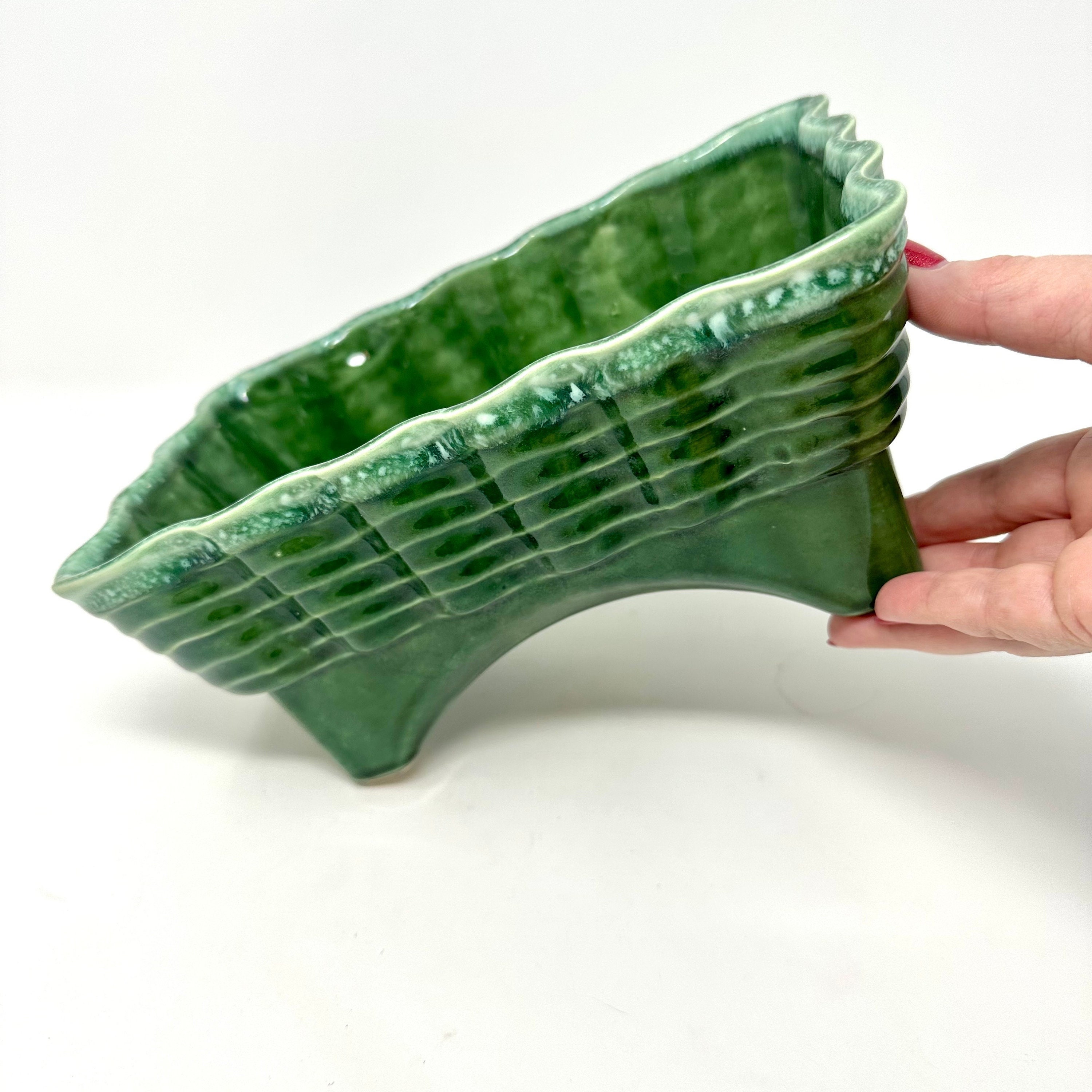 Vintage Mid Century Modern Green With Aqua Planter Cookson Pottery CP ...