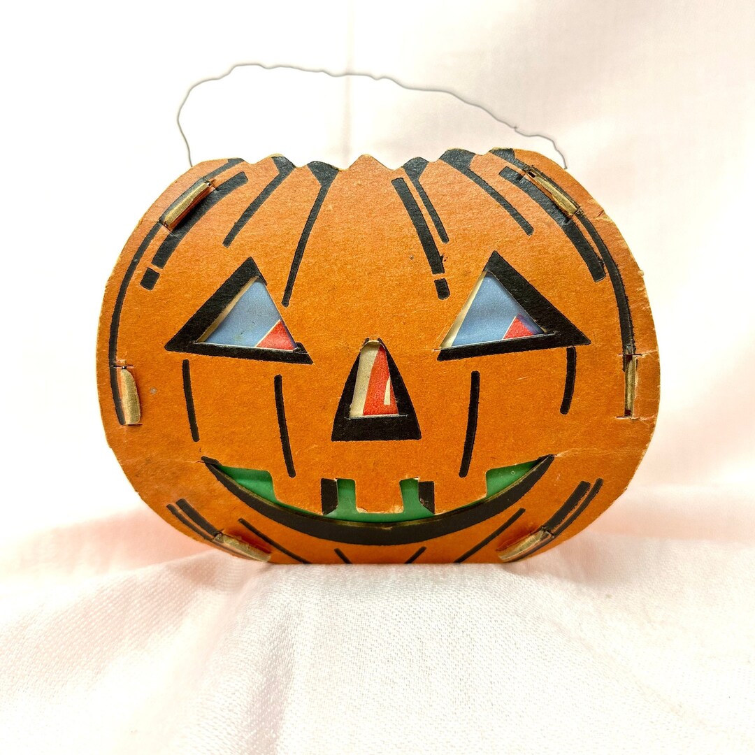 Vintage Small Halloween Jack Olantern Pumpkin Double Sided Cardboard ...