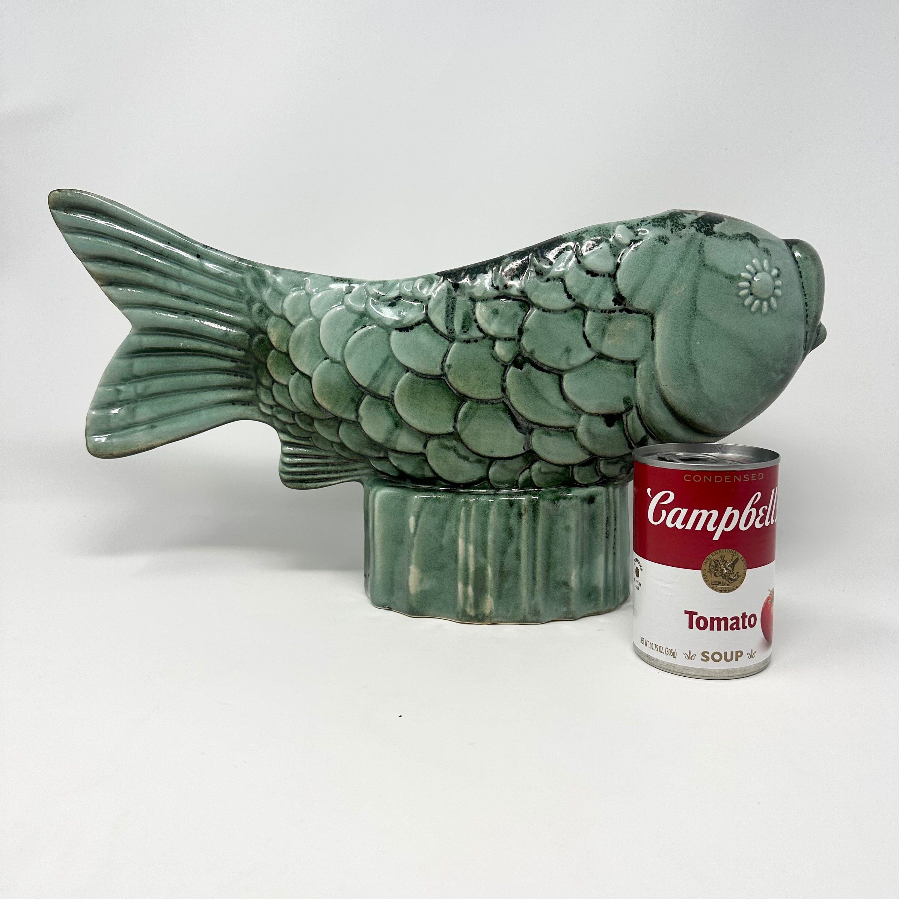 Large Vintage Royal Hickman Centerpiece Green Fish Vase Planter ...