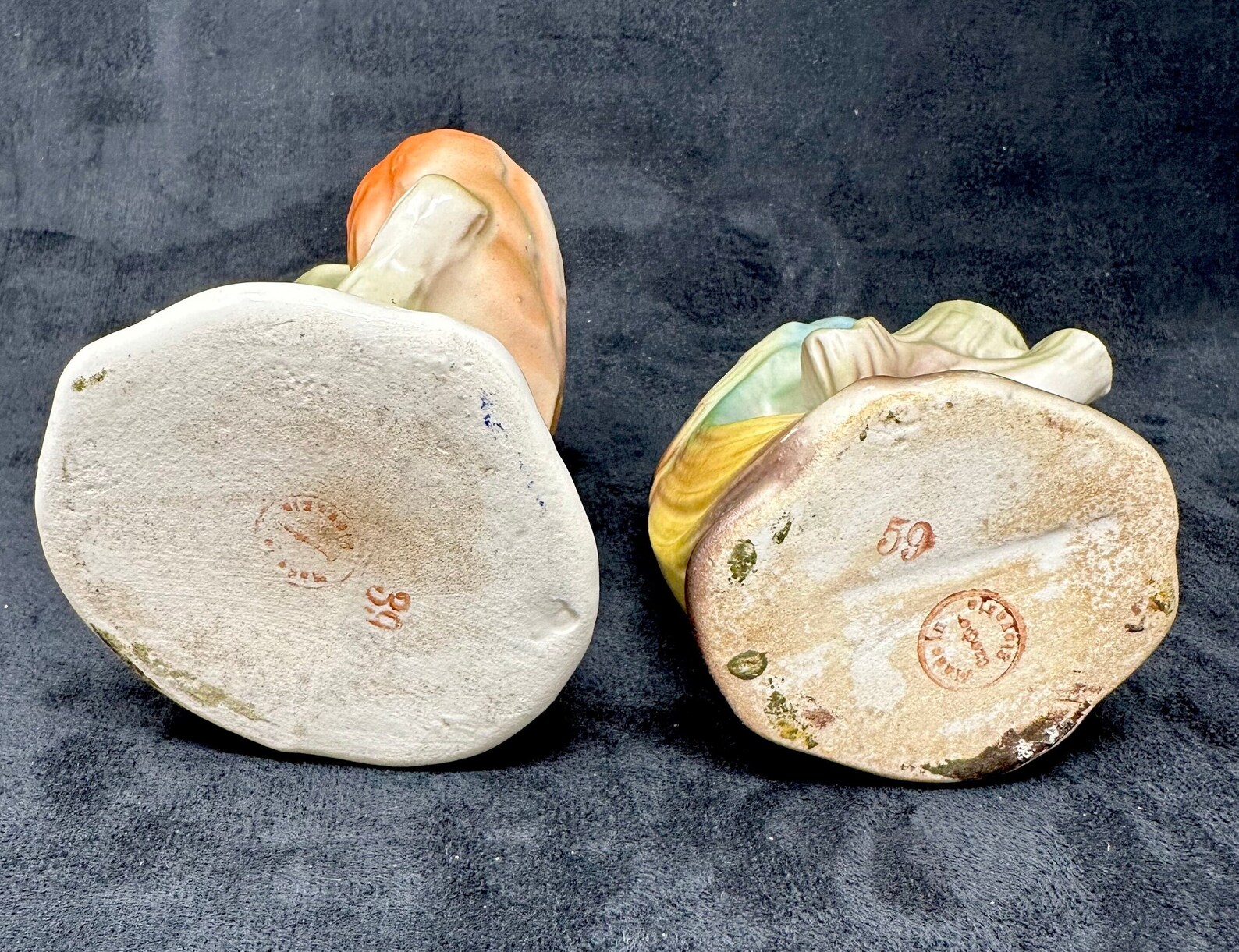 2 Vintage Antique Perching Birds Pottery Spill Vases Czecho-slovakia ...