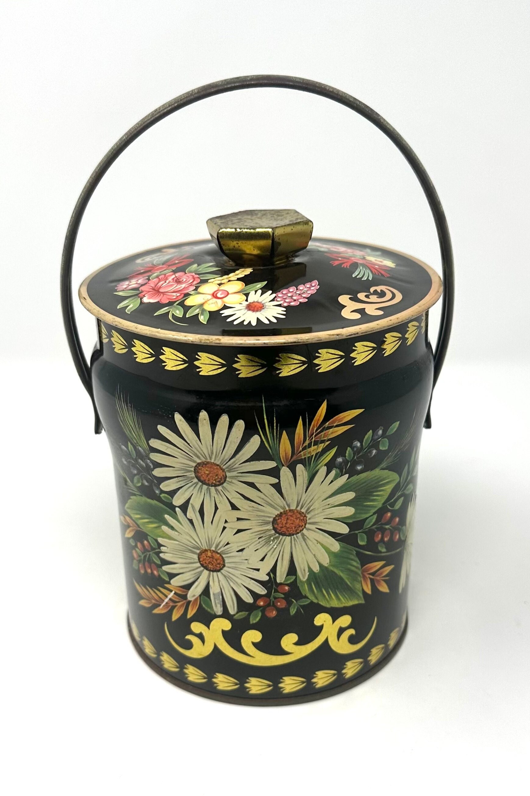 Vintage Murray Allen Confections Tin Black With Daisy Bouquet ...