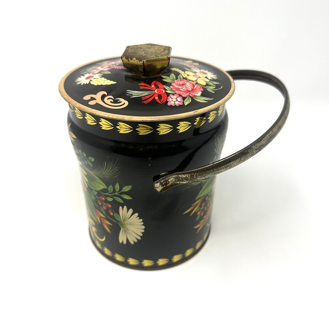 Vintage Murray Allen Confections Tin Black With Daisy Bouquet ...