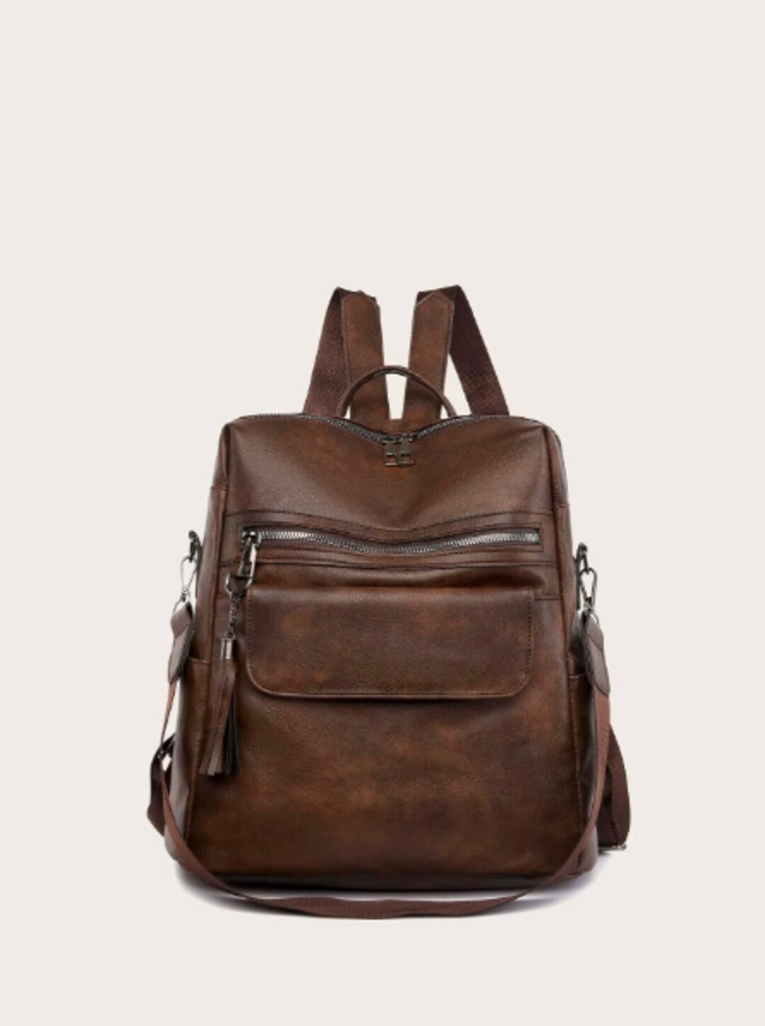 Vintage Leather Backpack, Coffee Brown Leather Backpack, Rucksack ...