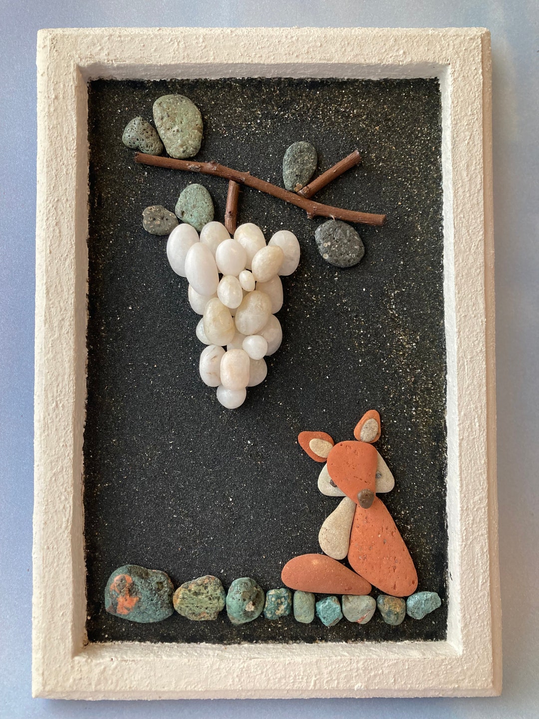 The Fox and the Grapes. Pebble Art - Etsy