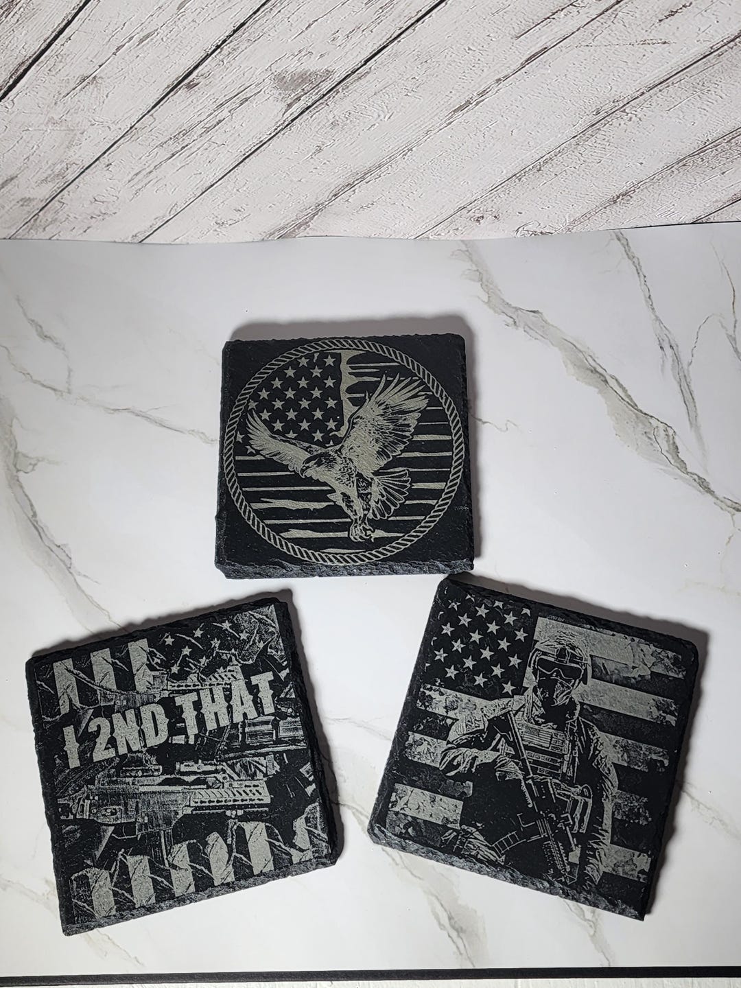 Patriotic Slate Coasters Set - American Design (set of 3) - Etsy