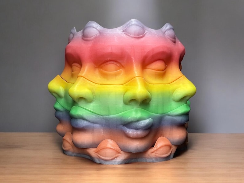 Rotating Faces 3d Printed Planter | Fidget Face Planter | Succulent ...