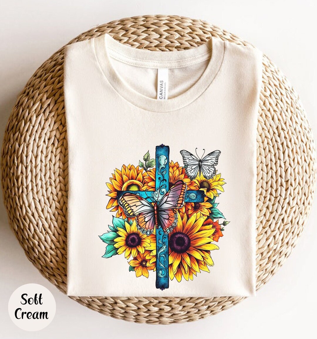 Christian Cross Shirt Floral Christian Sweatshirt Easter Christian Tee ...