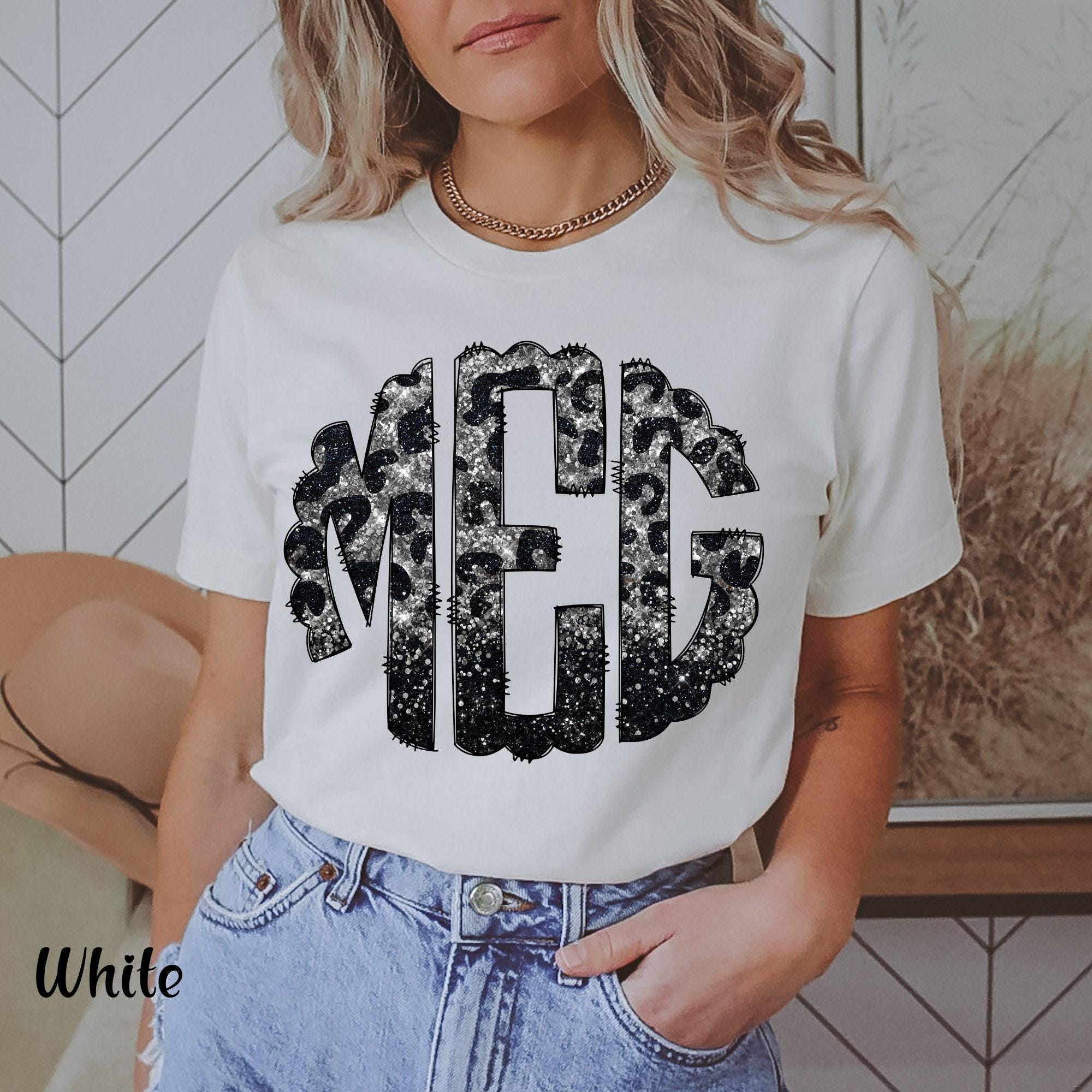 Monogram Personalization Initial Shirt Leopard Shirt Women Circle ...