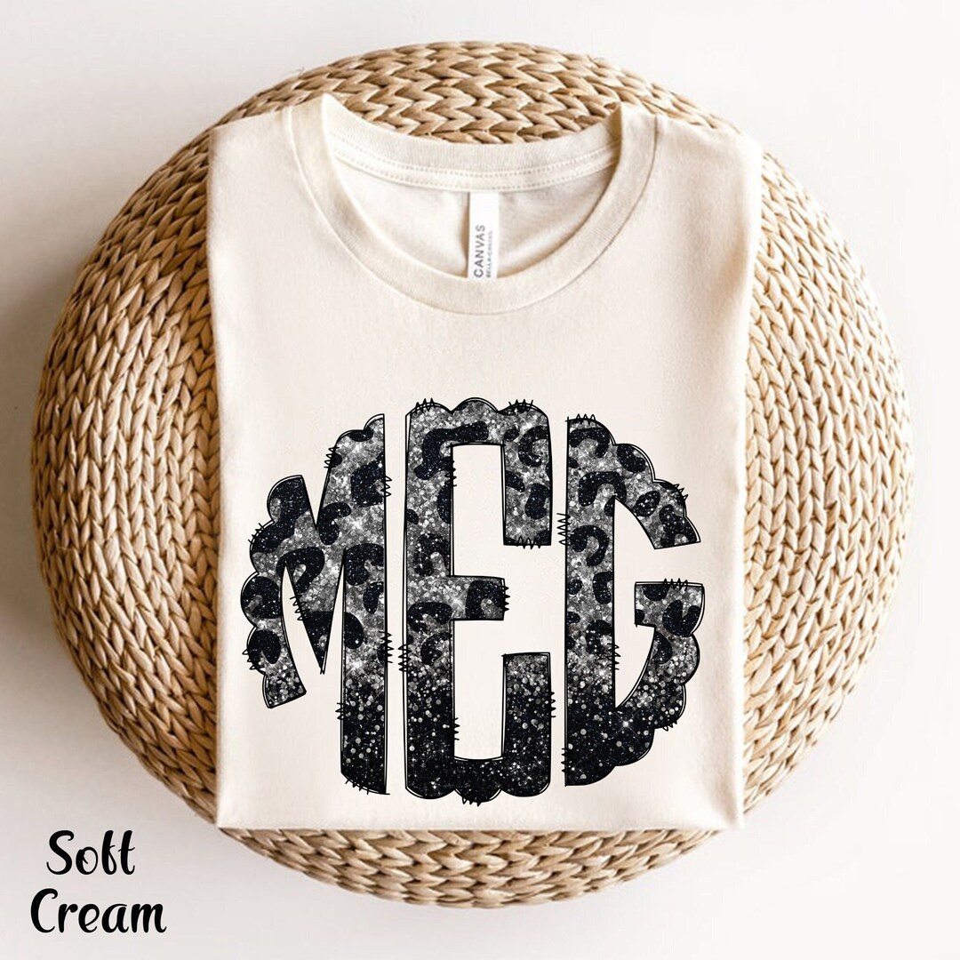Monogram Personalization Initial Shirt Leopard Shirt Women Circle ...
