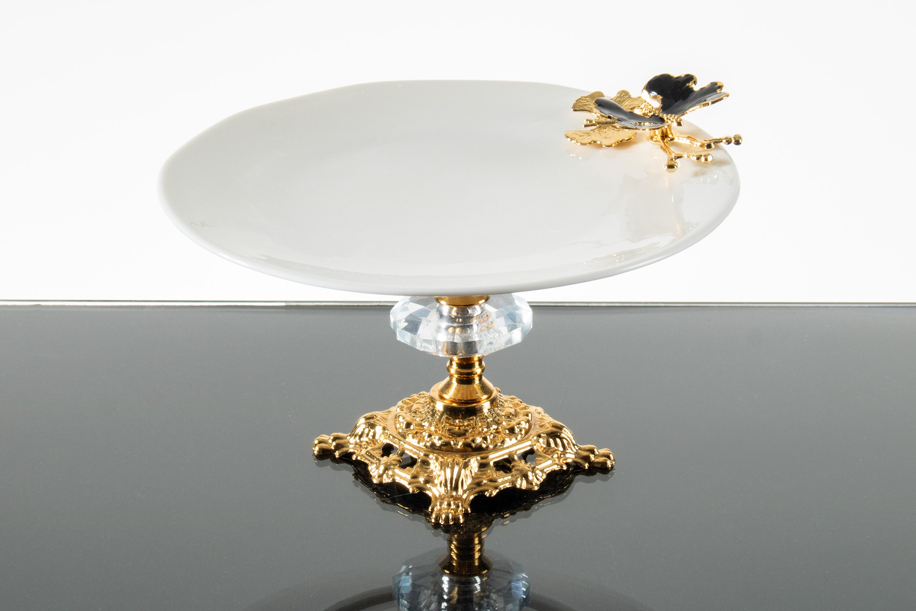 Footed Serving Platter With Butterfly Accents - Etsy