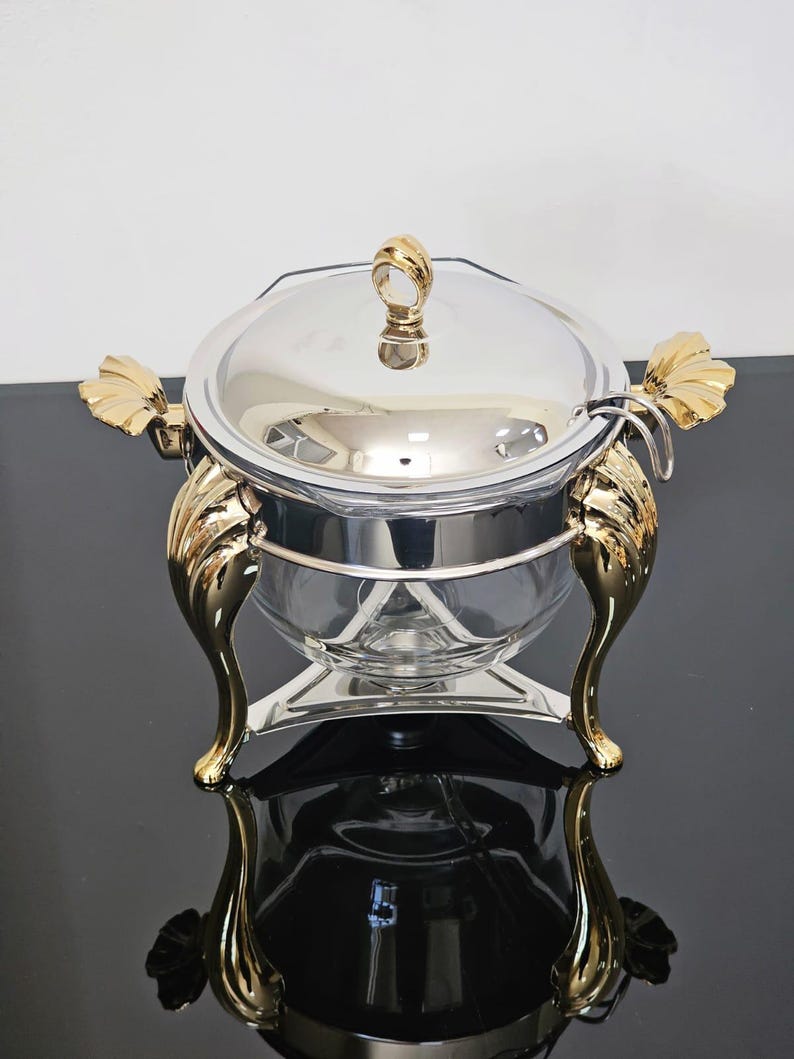 Elegant Stainless Steel Soup Tureen With Ladle & Warmer, 4 Liters ...