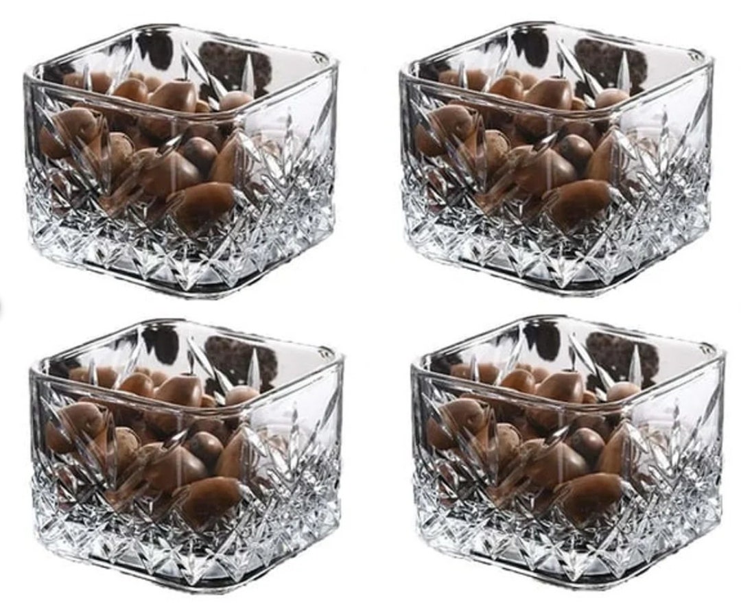 Elegant Cut Glass Snack Bowls, Crystal Cut Serving Set, Vintage ...