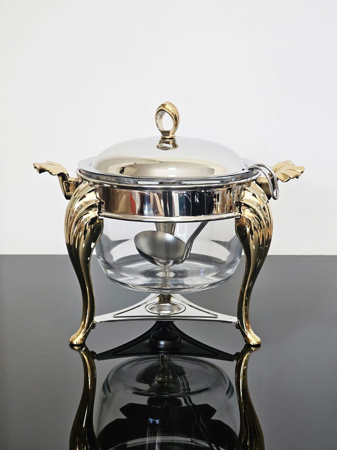 Elegant Stainless Steel Soup Tureen With Ladle & Warmer, 4 Liters ...