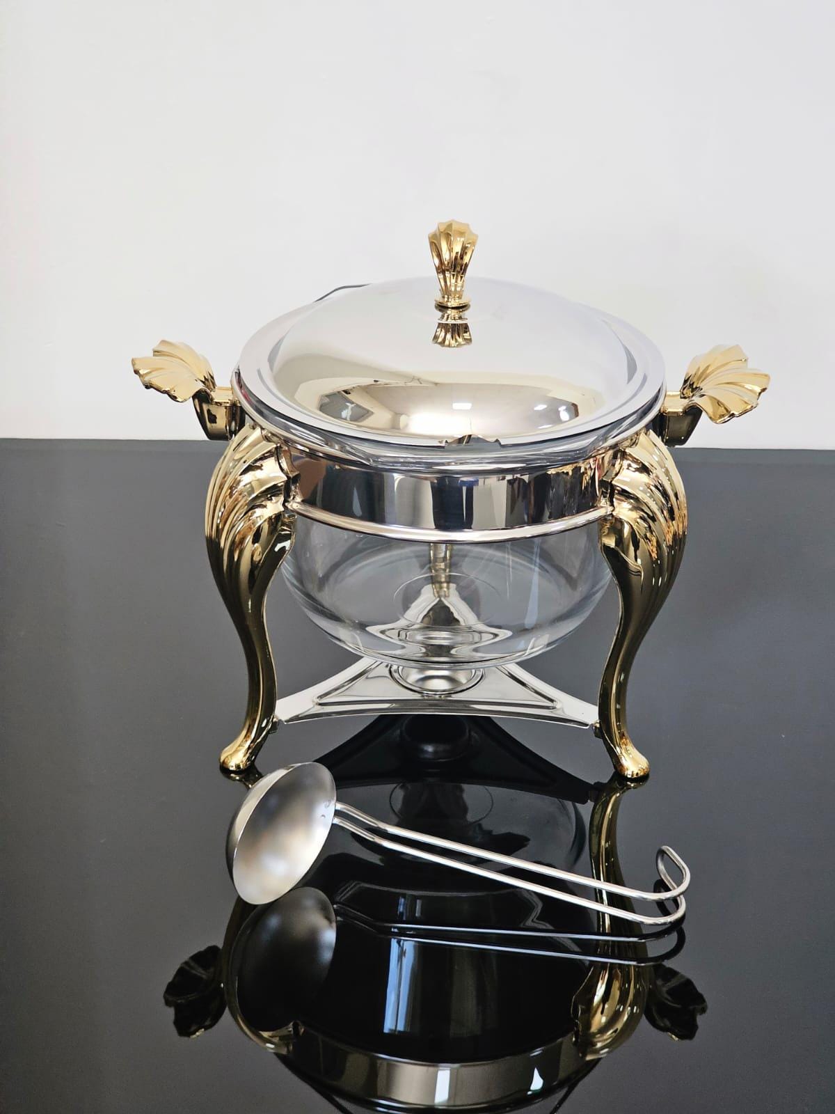 Elegant Stainless Steel Soup Tureen With Ladle & Warmer, 4 Liters ...