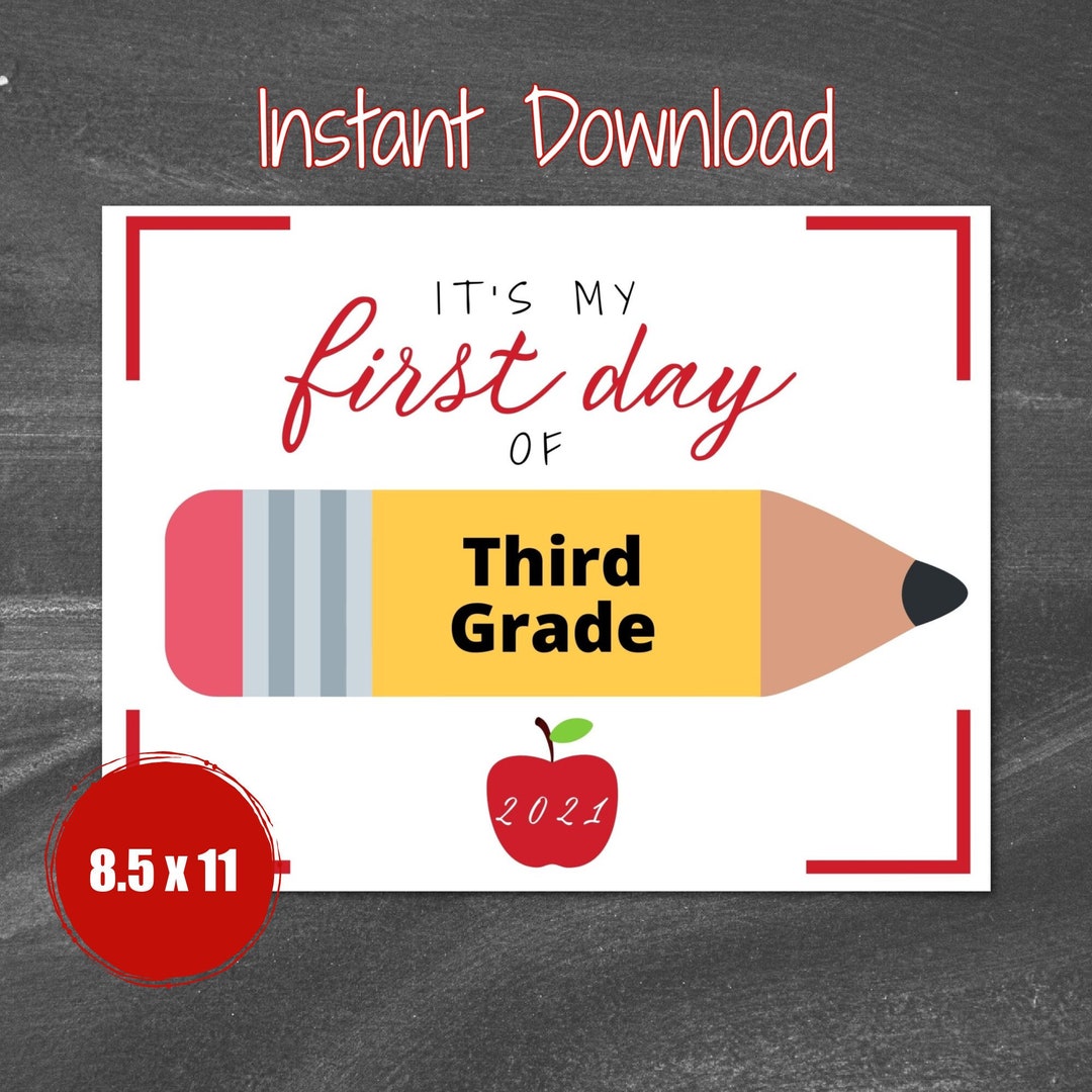 First Day of School Printable, First Day of Third Grade, Back to School ...