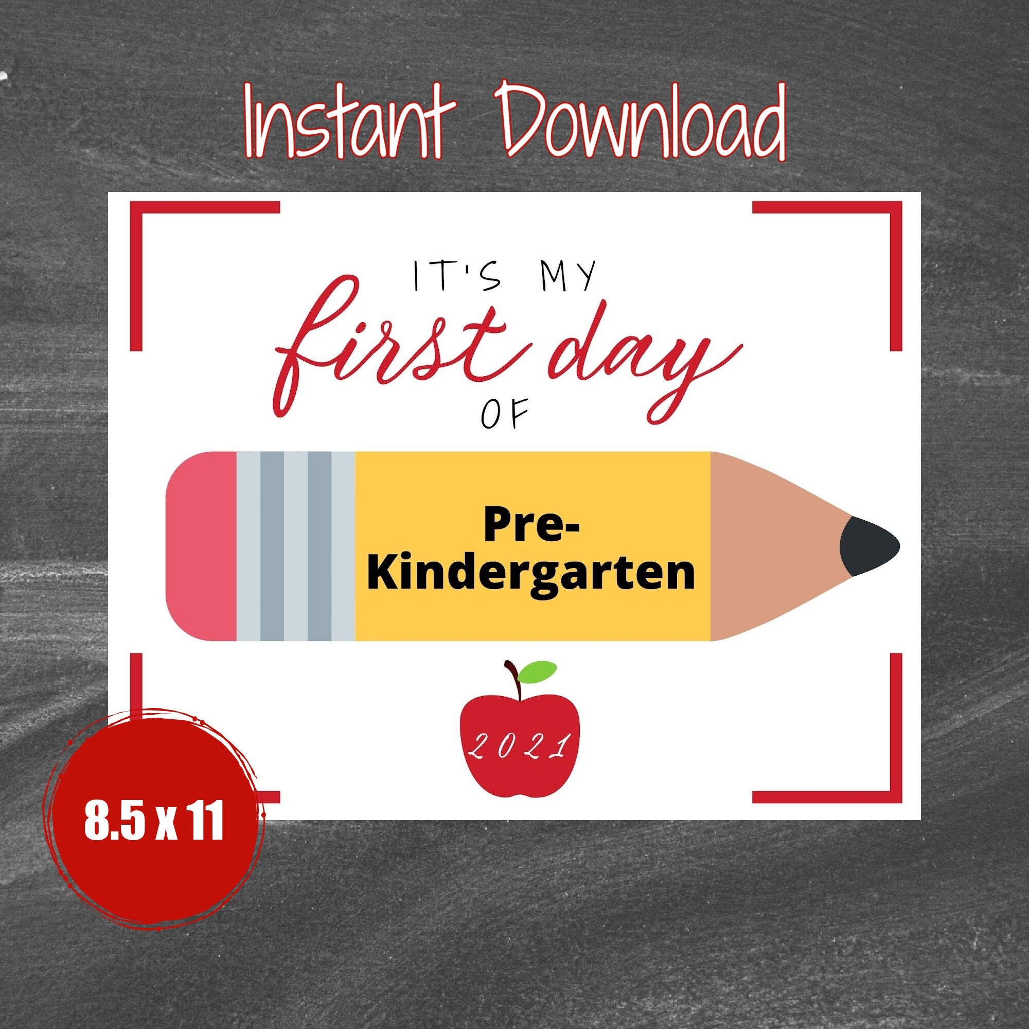 First Day of School Printable, First Day of Pre-k, Pre-kindergarten ...