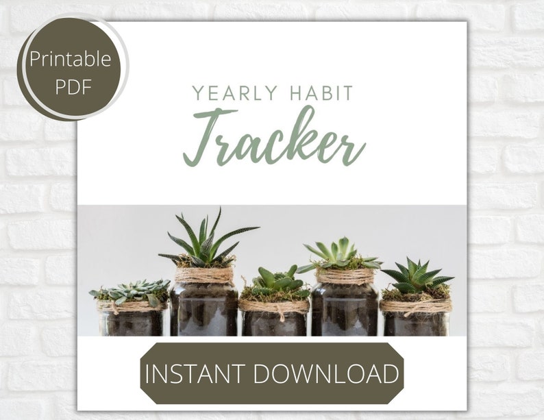 Monthly Habit Tracker, Printable, Instant Download, Succulents, PDF - Etsy