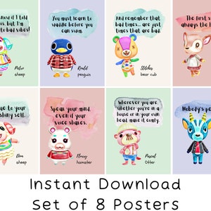Animal Crossing Themed Posters (set of 8) Printable, ACNH Poster Set ...