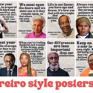 Retro Black Canadian Leaders (set of 8) Printables, Posters for Black ...