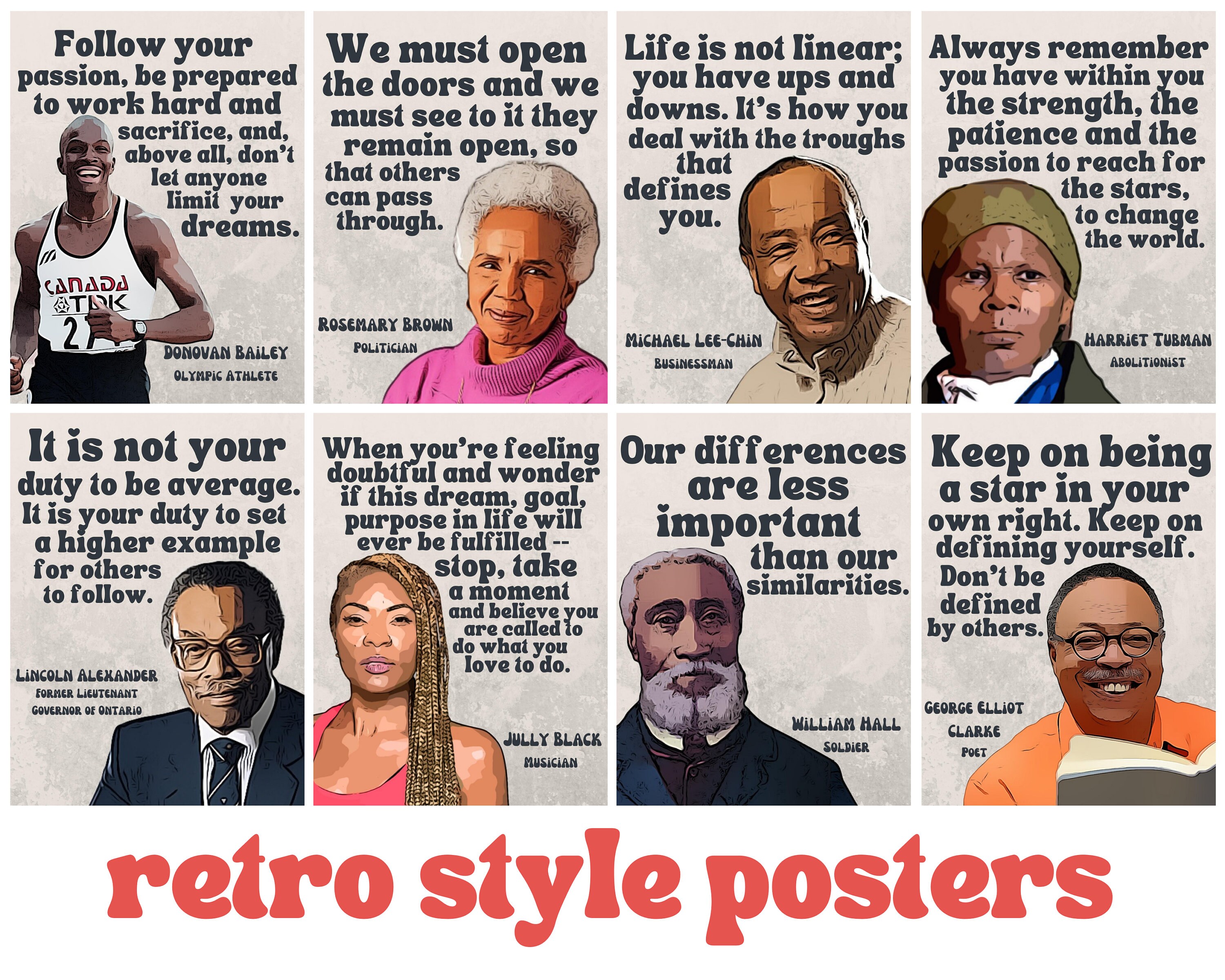 Retro Black Canadian Leaders set of 8 Printables Posters - Etsy