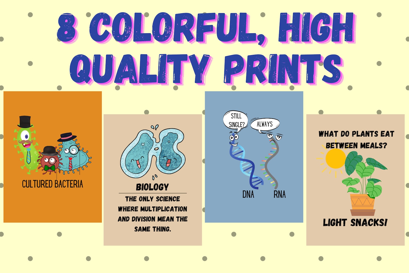 Biology Puns set of 8 Printable Posters Funny Science - Etsy