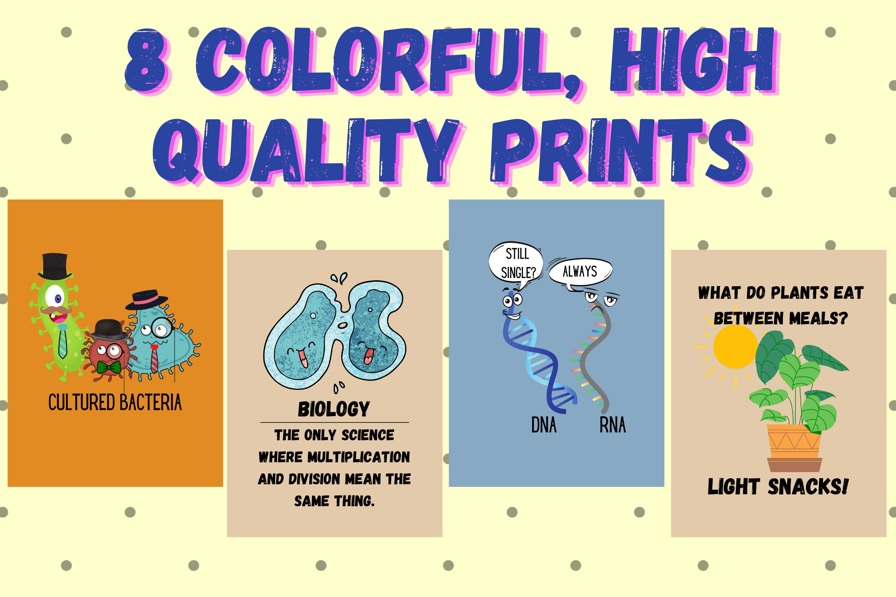 Biology Puns set of 8 Printable Posters Funny Science - Etsy