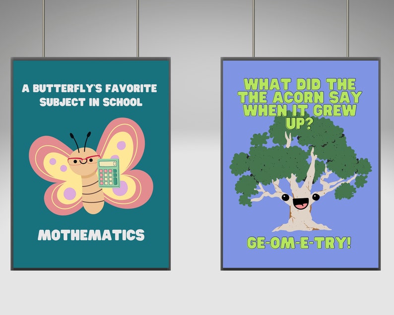 Math Puns Posters (set of 8) Printables VOL5, Math Classroom Decor ...