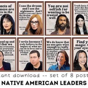Retro Native American Leaders set of 8 Printable Posters, Native ...