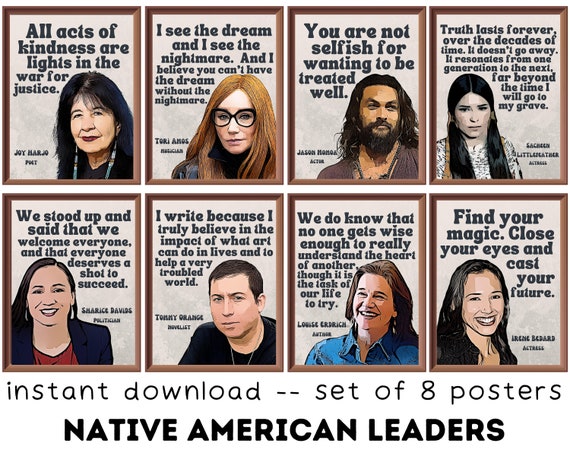 Retro Native American Leaders set of 8 Printable Posters - Etsy