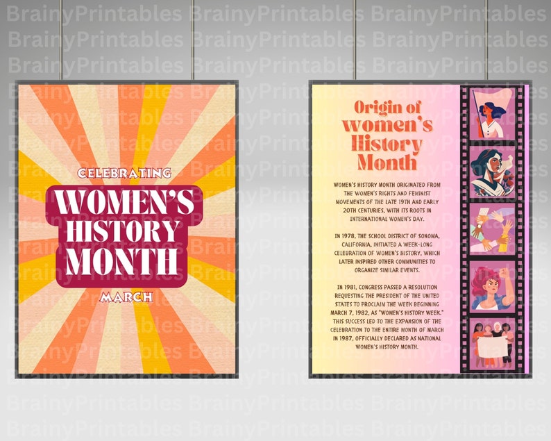 Womens History Month (set of 8) Printable Posters, Bulletin Board ...