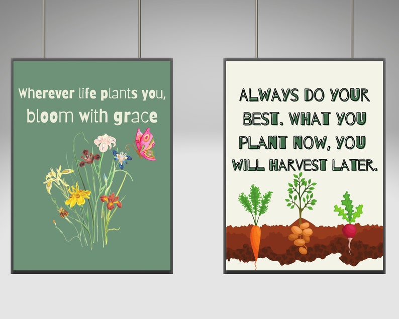 Planty set of 8 Printable Posters Plant Themed Classroom - Etsy