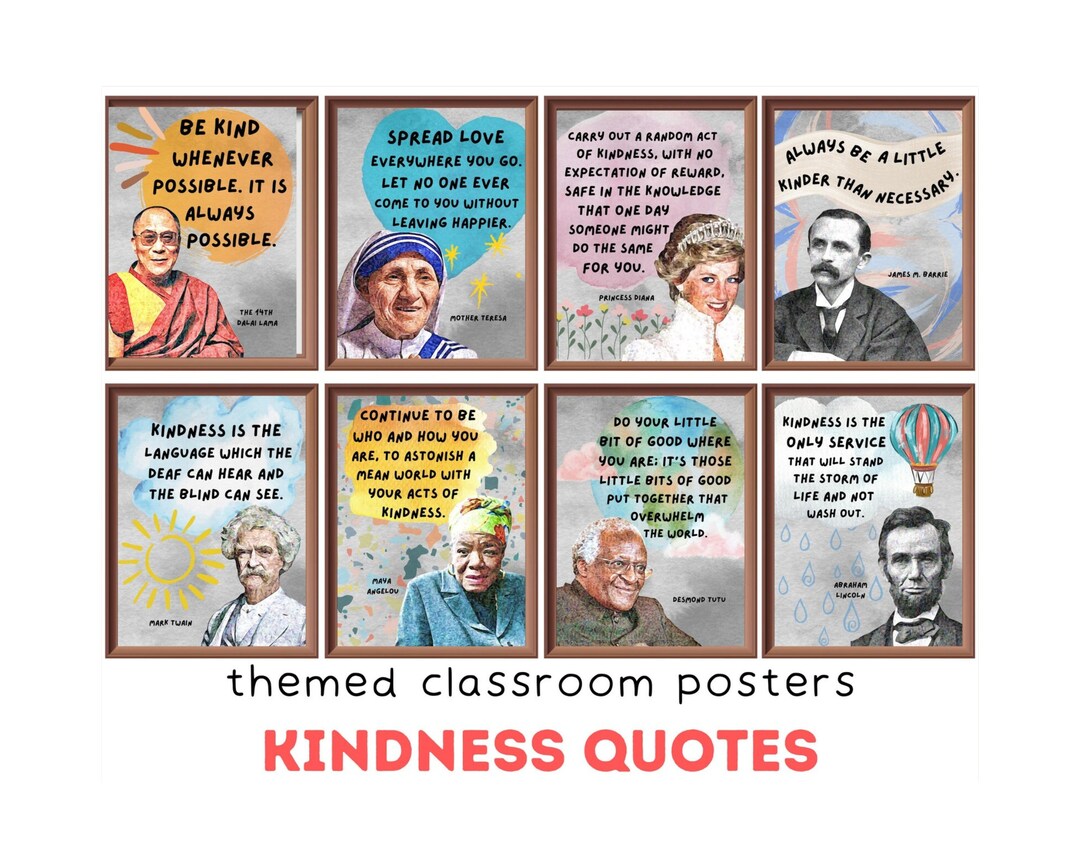 Kindness Matters (set of 8) Printable Posters, Inspirational Quotes ...