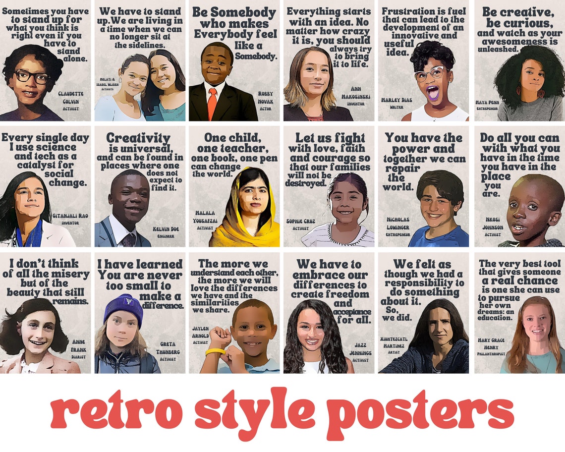 Retro Remarkable Young People set of 18 Printable Posters - Etsy