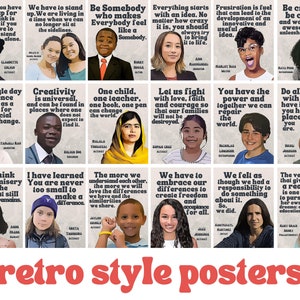 Retro Remarkable Young People (set of 18) Printable Posters ...