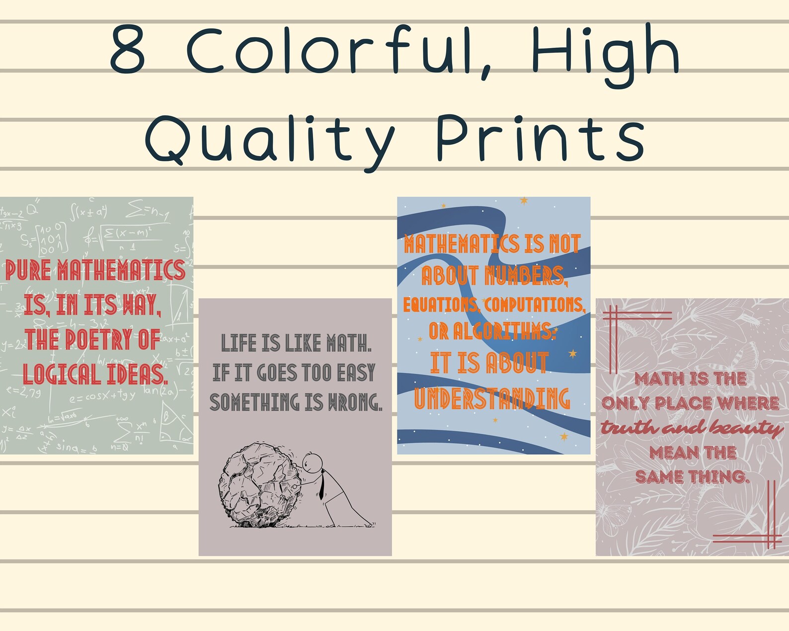 Math Quotes set of 8 Printables Mathematics Classroom - Etsy