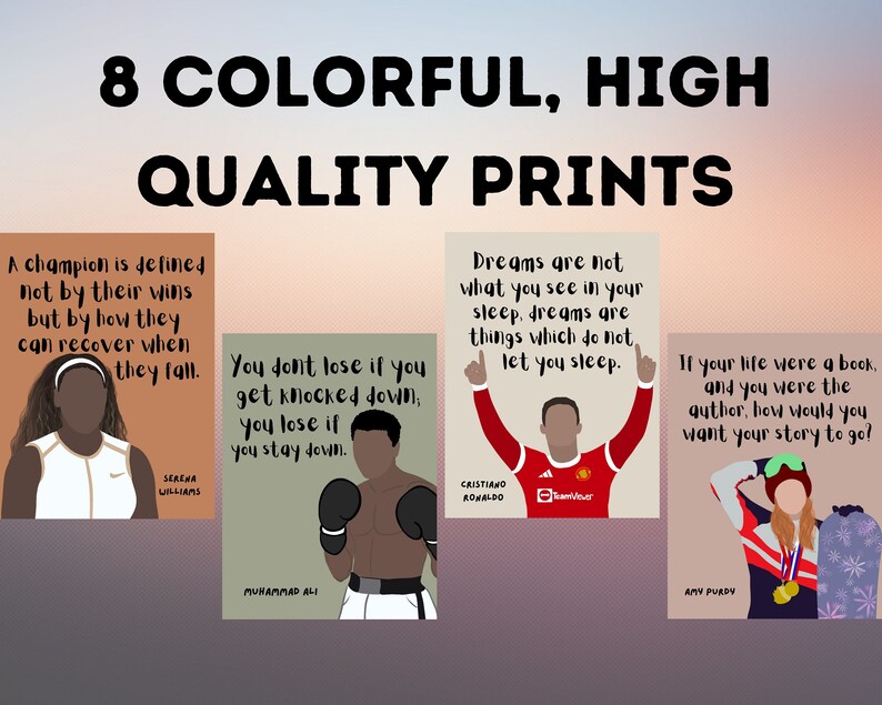 Inspirational Athletes (set of 8) Printable Posters, Motivational ...