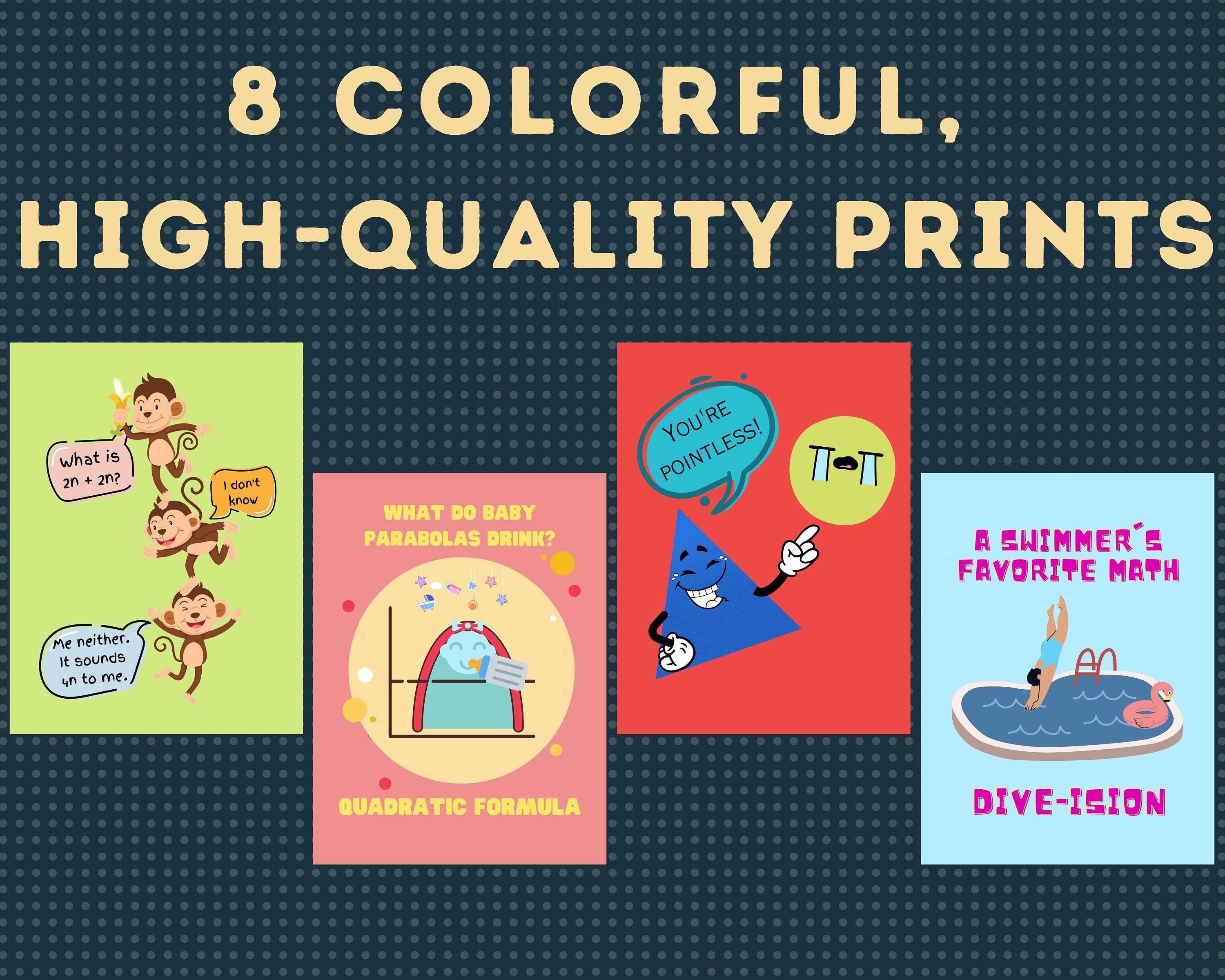 Math Puns Posters (set of 8) Printables VOL3, Math Classroom Decor ...